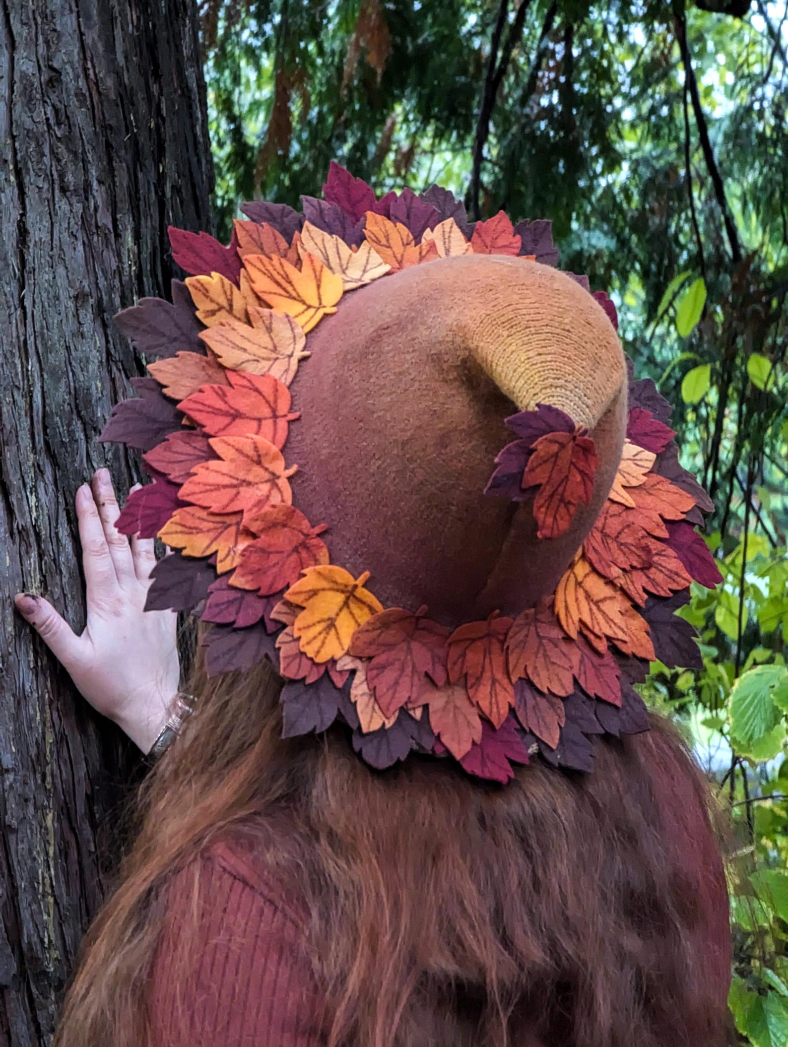 Maple Leaf Witch Hat maple Trees Hand Painted Autumn Leaves Felt Hat ...