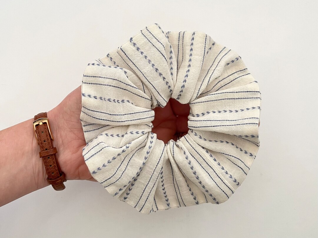Maxi-scrunchie in Embroidered Cotton Poplin, Oversized Scrunchie Hand ...