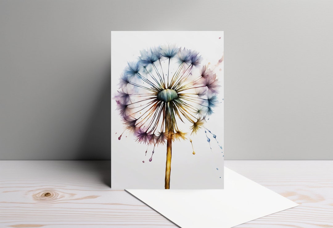 Watercolor Dandelion Greeting Card Holiday Mother's Day Easter Card - Etsy