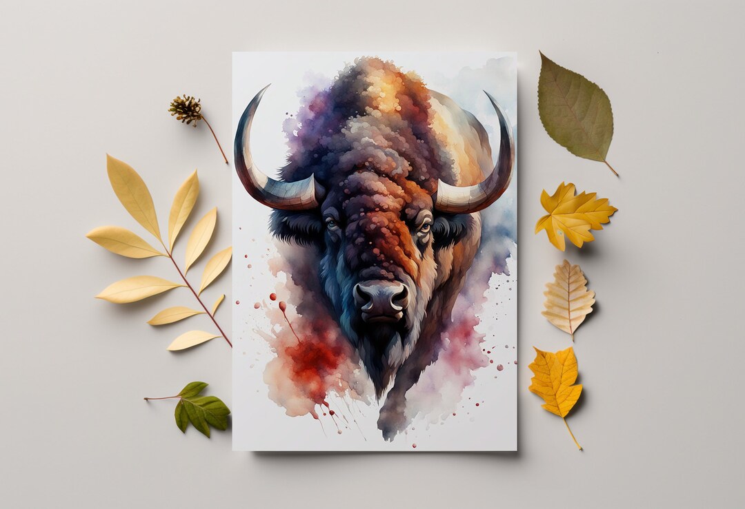 Bison Watercolor Greeting Card Birthday Card - Etsy