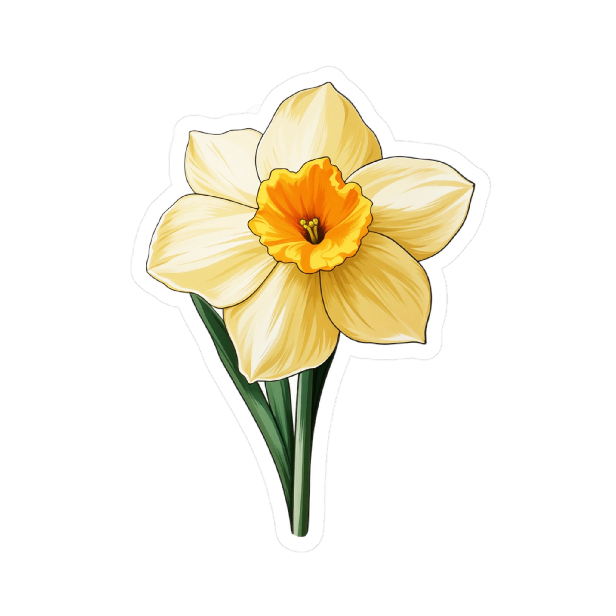 Daffodil Kiss-cut Vinyl Decals - Etsy
