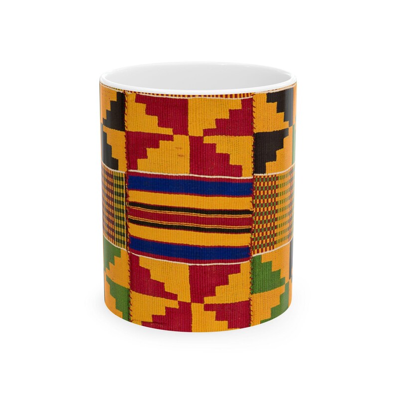 African Kente Cloth Mug, Ethnic Design Coffee Cup, Kwanzaa, Christmas ...