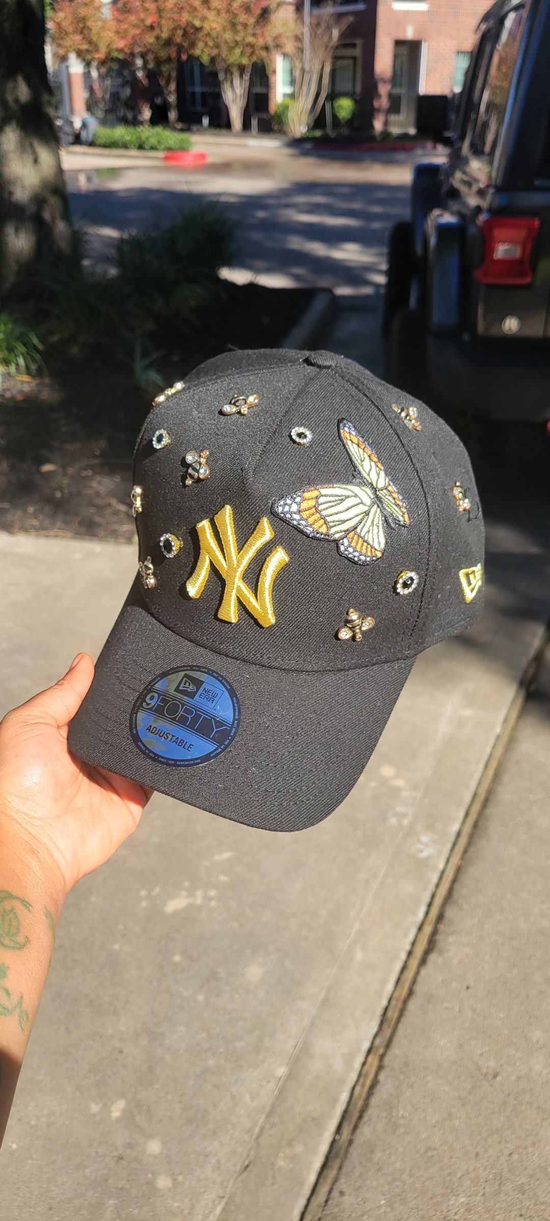 Rhinestone Jewel Fitted - Blinged Out Baseball Cap - Gem Fitted - Bling ...
