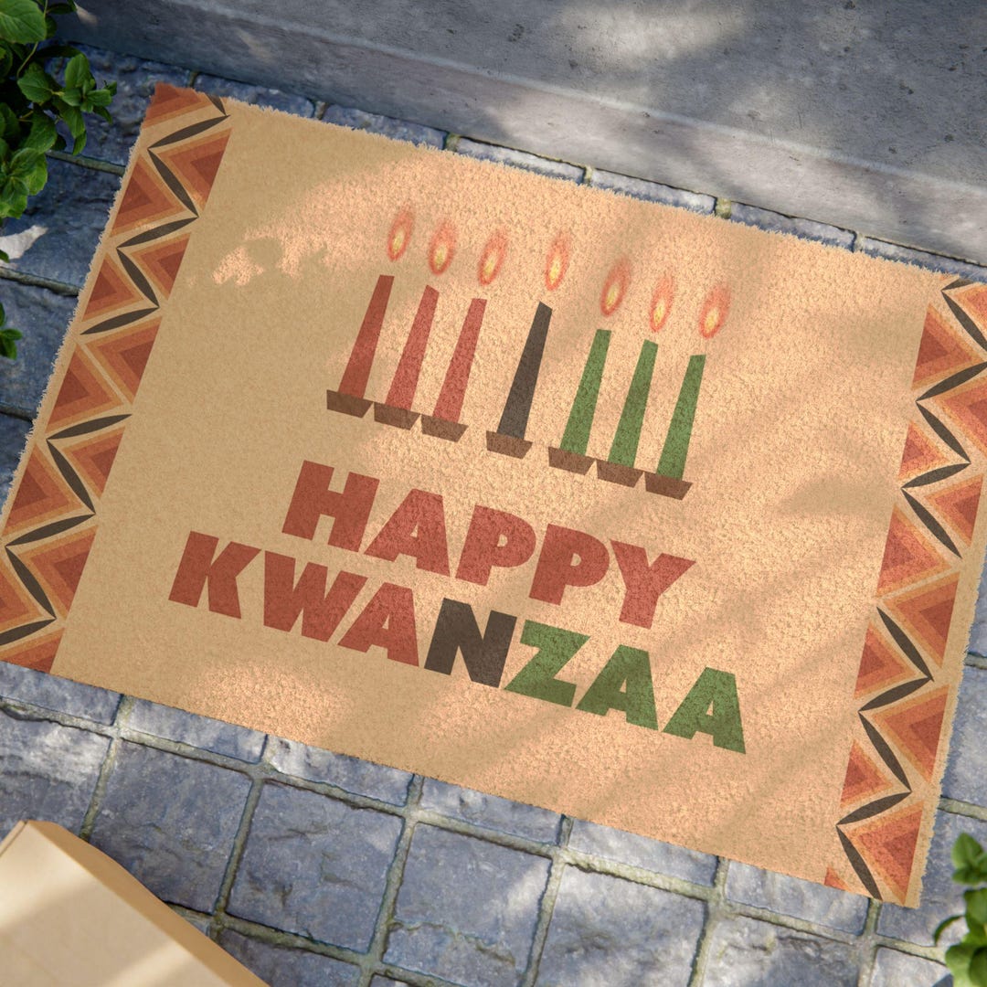 Kwanzaa Doormat, African American Holiday Welcome Mat, Festive Front ...