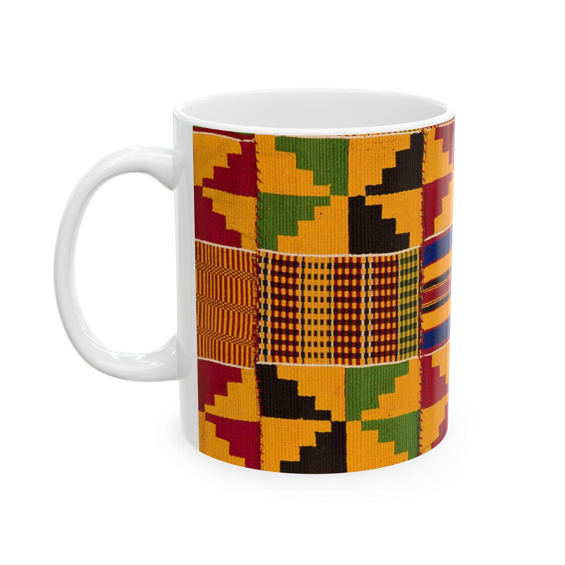 African Kente Cloth Mug, Ethnic Design Coffee Cup, Kwanzaa, Christmas ...