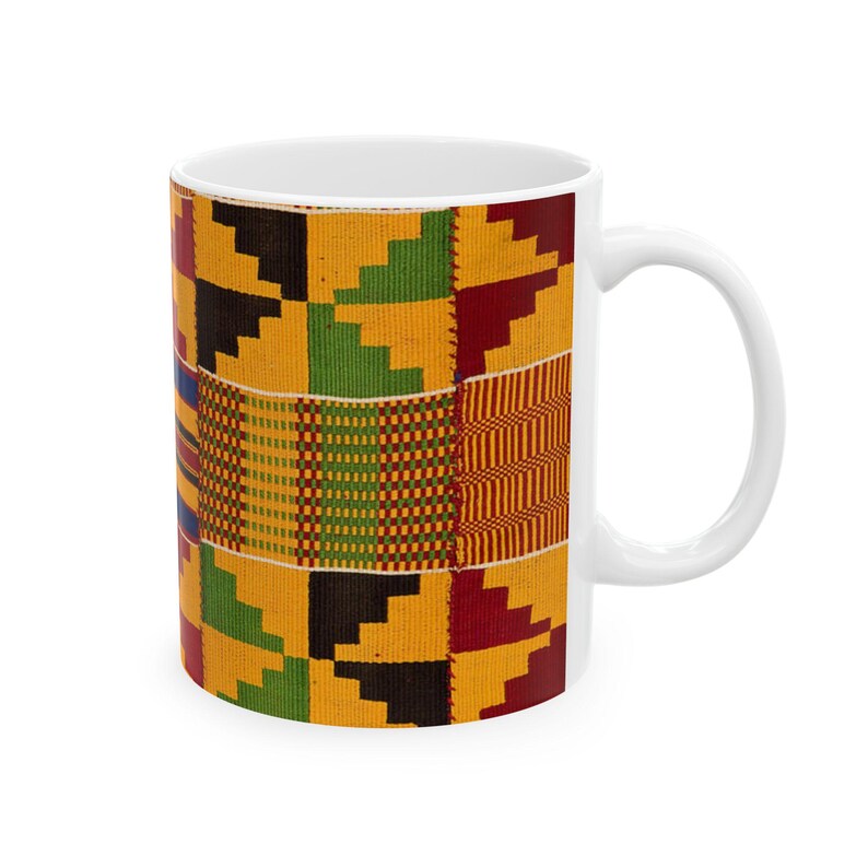 African Kente Cloth Mug, Ethnic Design Coffee Cup, Kwanzaa, Christmas ...