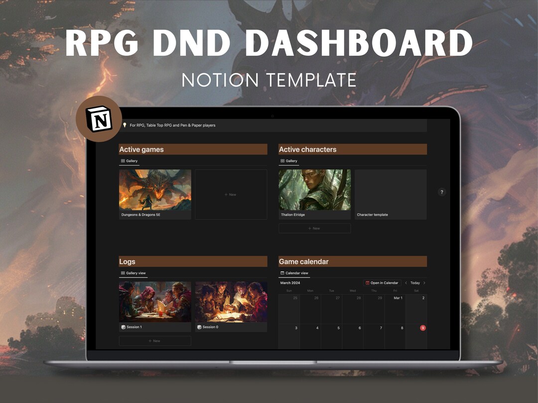 Notion Template D&D 5e, Dnd Character Sheet Notion Dashboard Voor ...