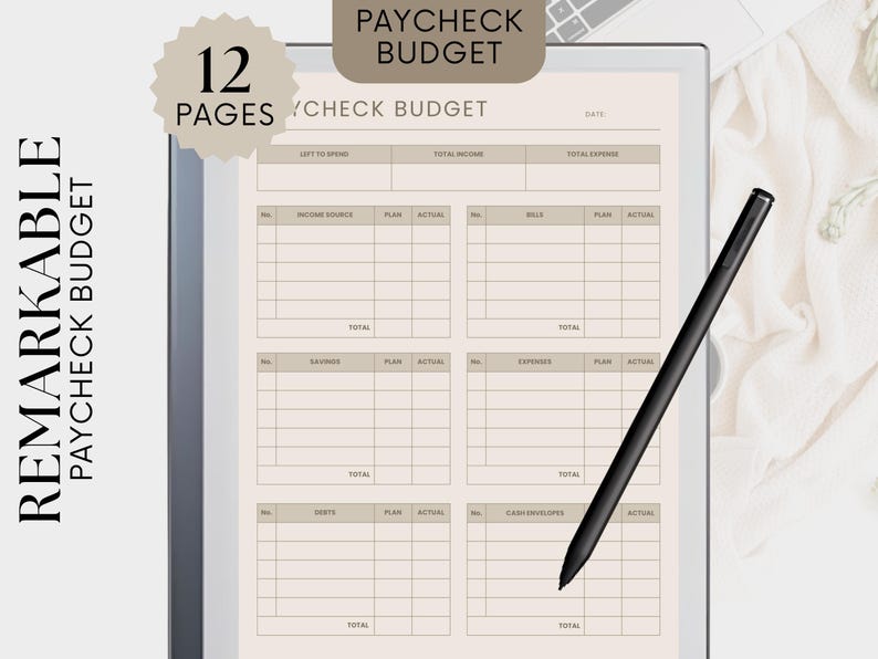 Paycheck Budget Templates for Remarkable 2 | Beige Minimalist ...