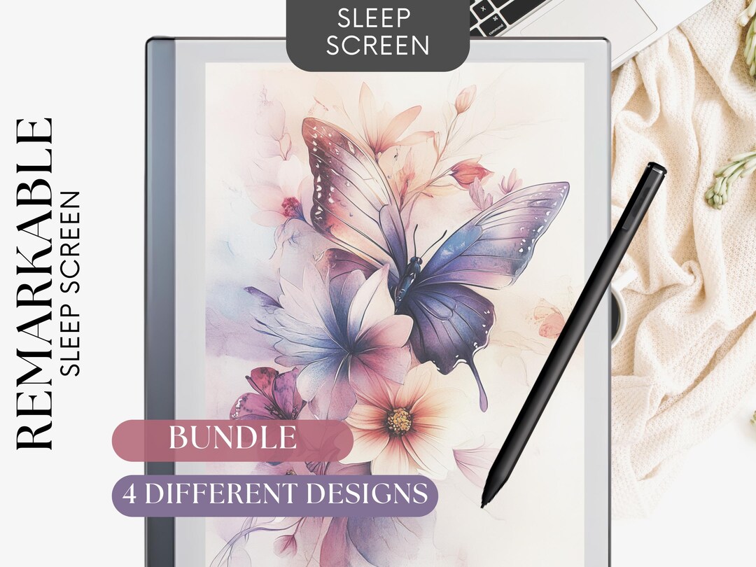 Colored Sleep Screens for Remarkable Paper Pro | Watercolor Butterfly ...