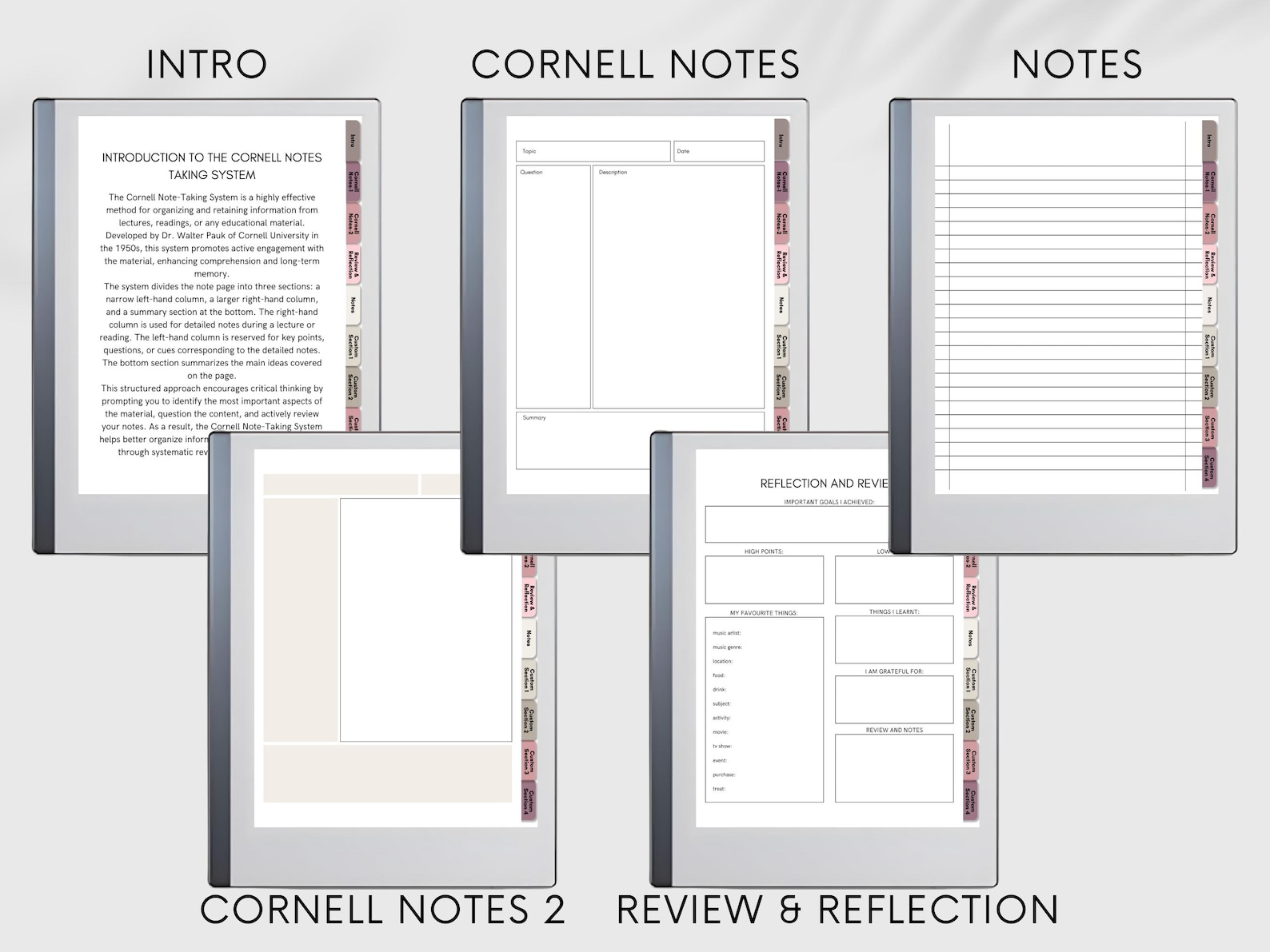 For Remarkable Paper Pro Templates Cornell Notes | Beige Minimalist ...