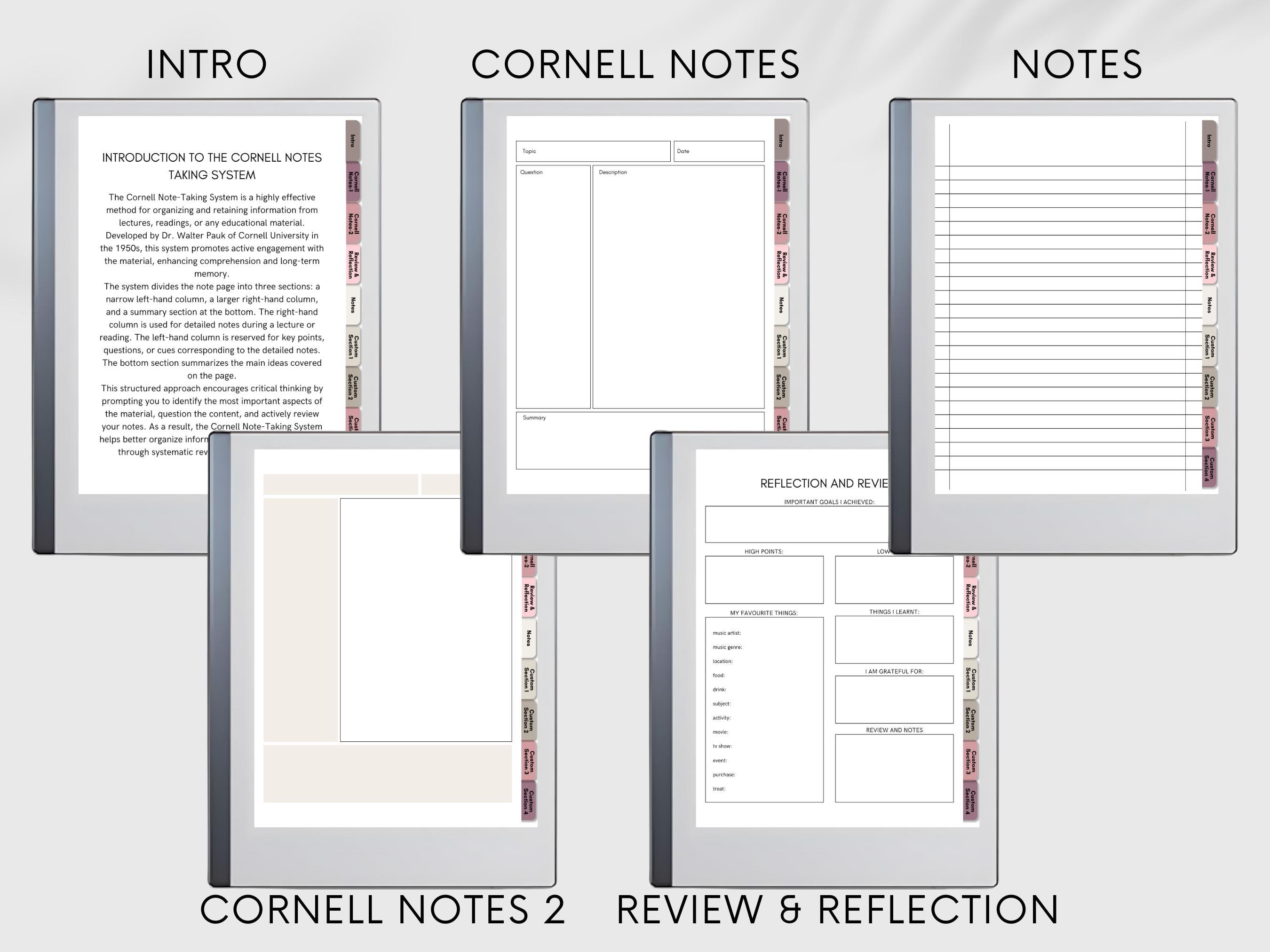 For Remarkable Paper Pro Templates Cornell Notes | Beige Minimalist ...