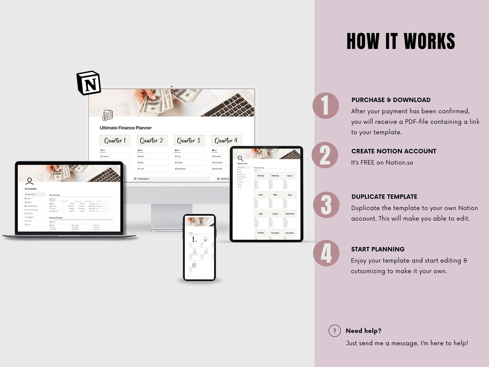 Digital Budgeting Notion Template, Organized Personal Finance Dashboard ...