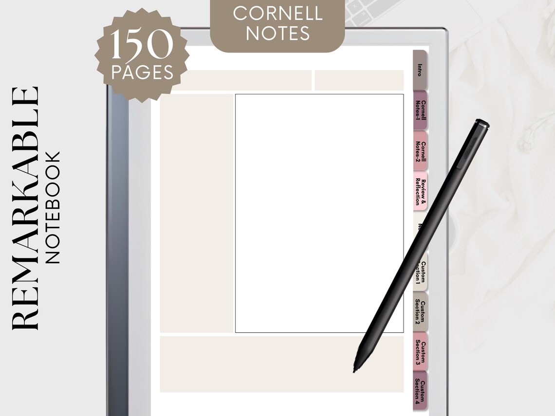 For Remarkable Paper Pro Templates Cornell Notes Beige Minimalist ...