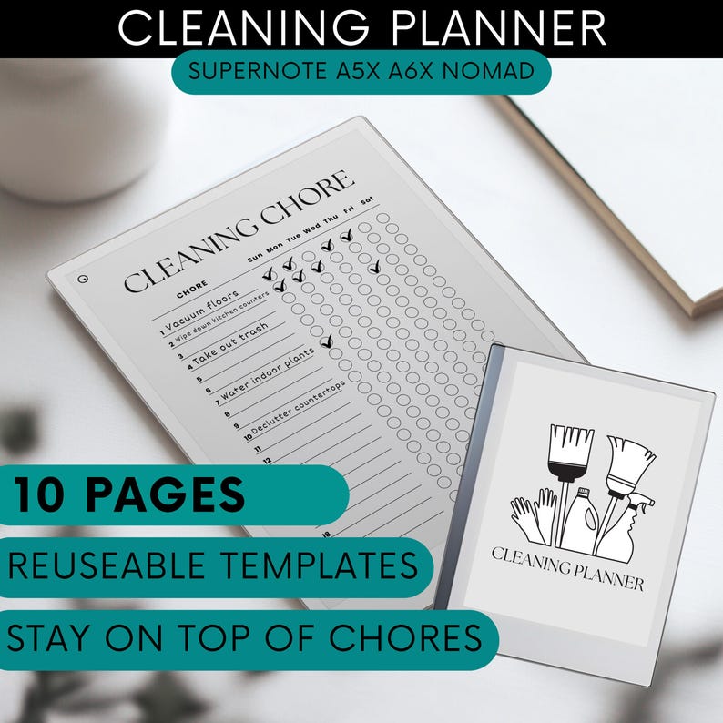 For Supernote A5x A6x Nomad | Minimalistic Supernote Cleaning Planner ...