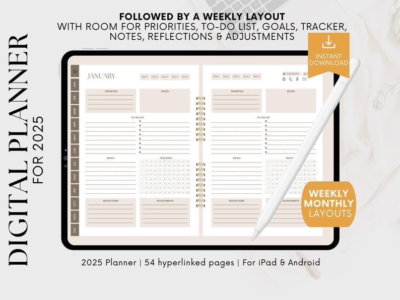 2025 Digital Planner | Goodnotes Template & Notability Planner for iPad ...