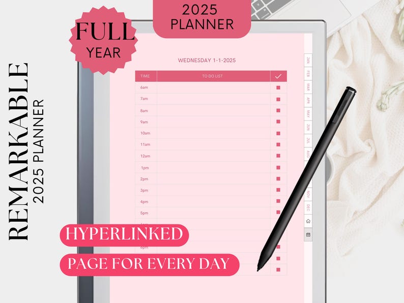 2025 Planner for Remarkable Paper Pro Daily Remarkable Calendar Monthly ...