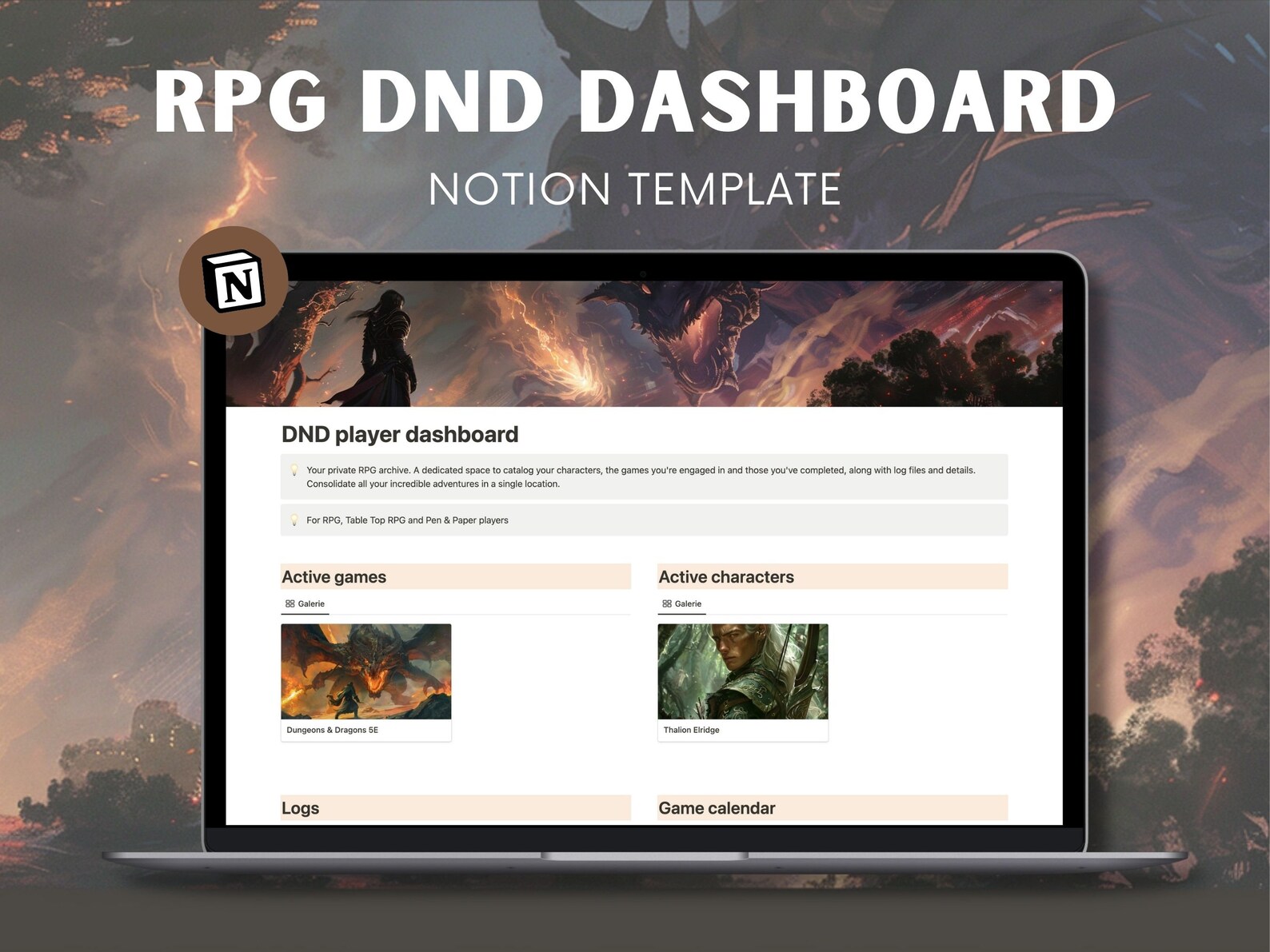 Dnd 5e Notion Template, Dnd Character Sheet Notion Dashboard, Digital ...