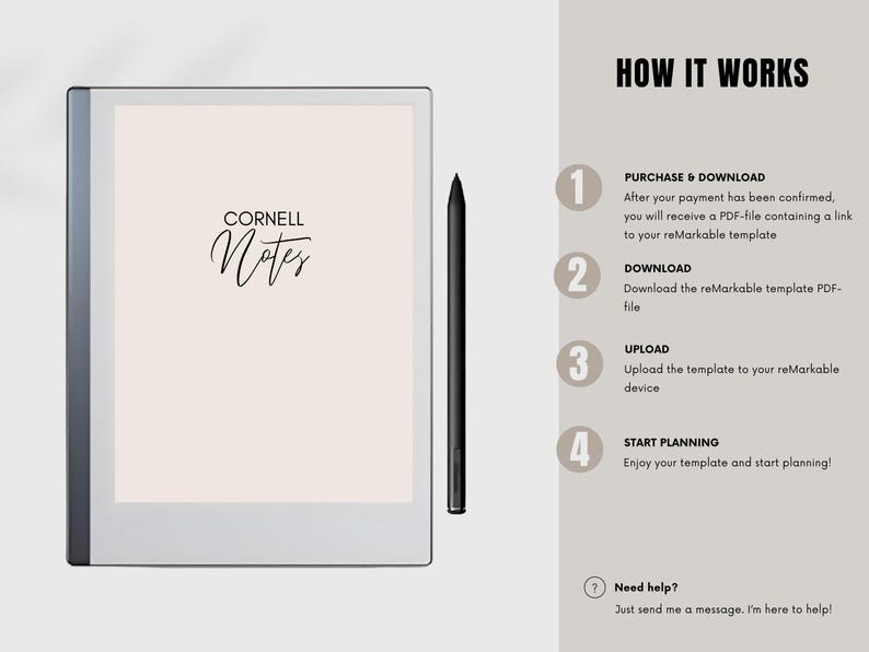 Cornell Notes for Remarkable 2 Templates & Supernote A5x A6x | Beige ...