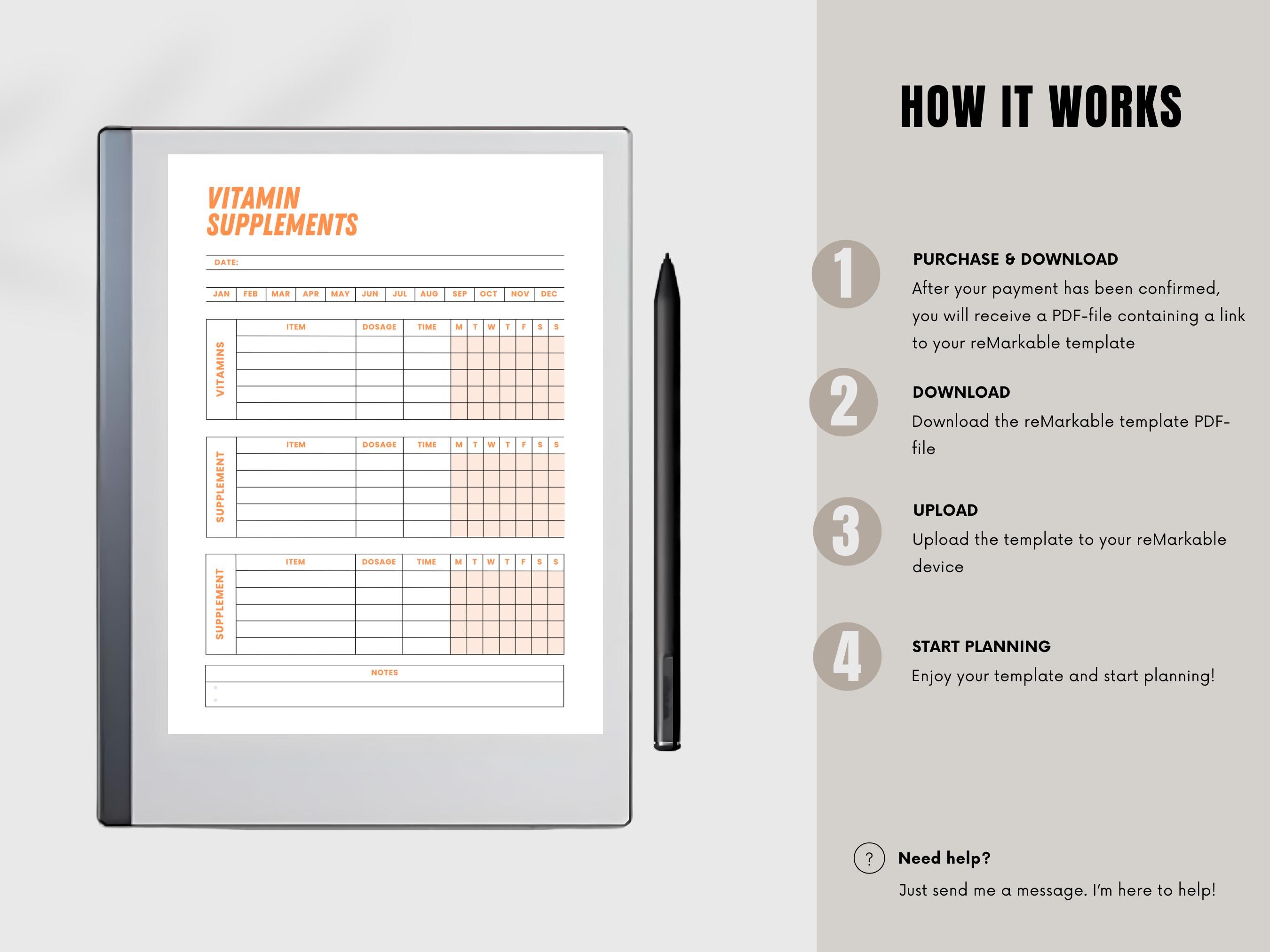 For Remarkable Paper Pro Vitamin Tracker & Supplement | Colored ...