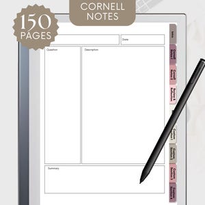 For Remarkable Paper Pro Templates Cornell Notes | Beige Minimalist ...