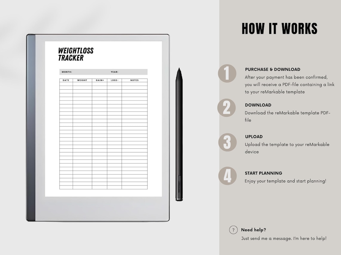 Weight Loss Tracker Remarkable 2 Templates | Minimalistic Remarkable ...