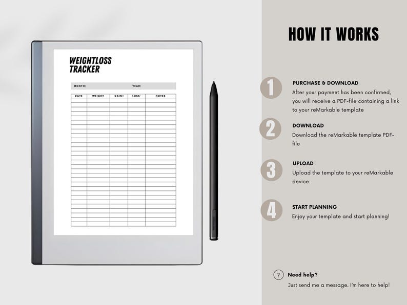 Weight Loss Tracker Remarkable 2 Templates | Minimalistic Remarkable ...