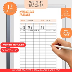Weight Loss Tracker for Remarkable Paper Pro | Colored Remarkable ...