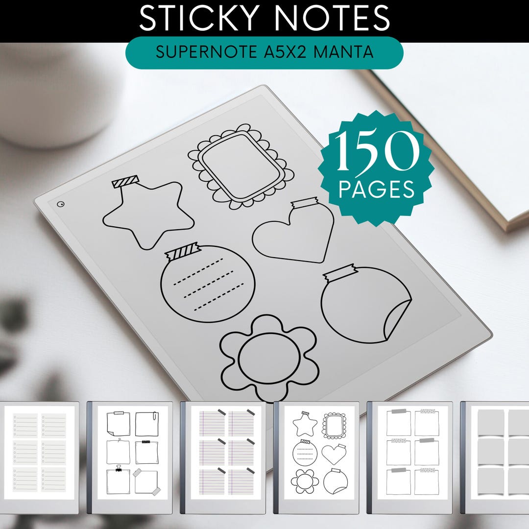 Supernote Manta Sticky Notes Bundle | Minimalistic Supernote A5x2 Manta ...