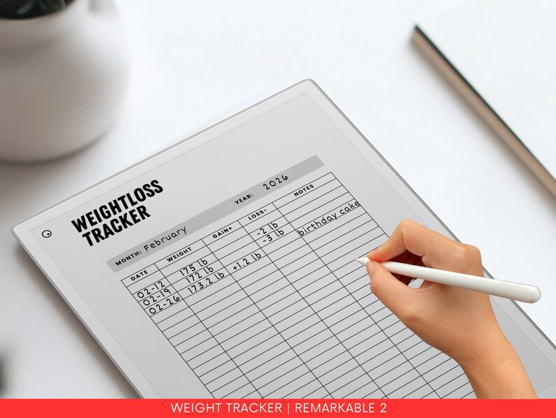 Weight Loss Tracker Remarkable 2 Templates | Minimalistic Remarkable ...