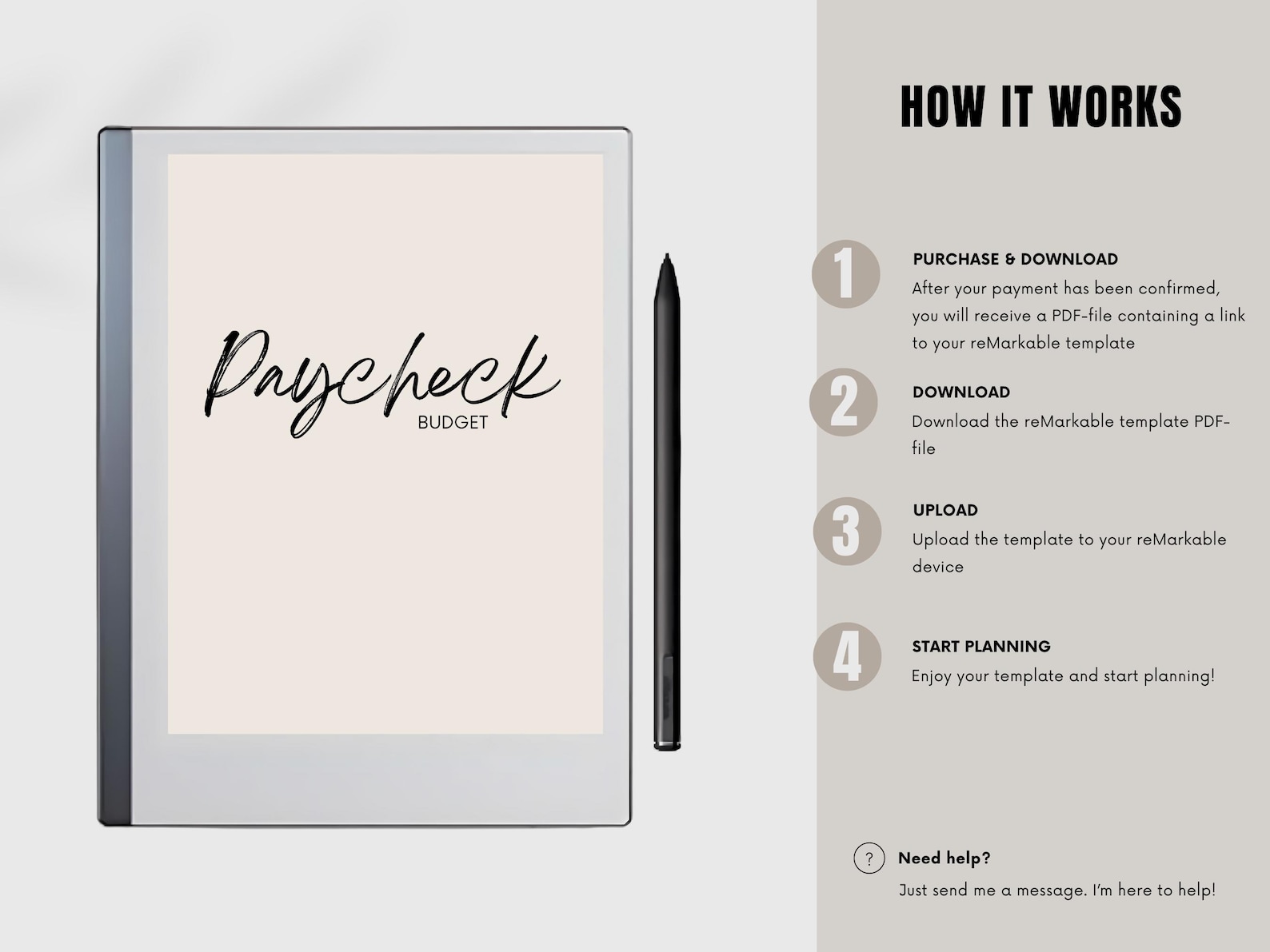 Paycheck Budget Templates for Remarkable 2 | Beige Minimalist ...