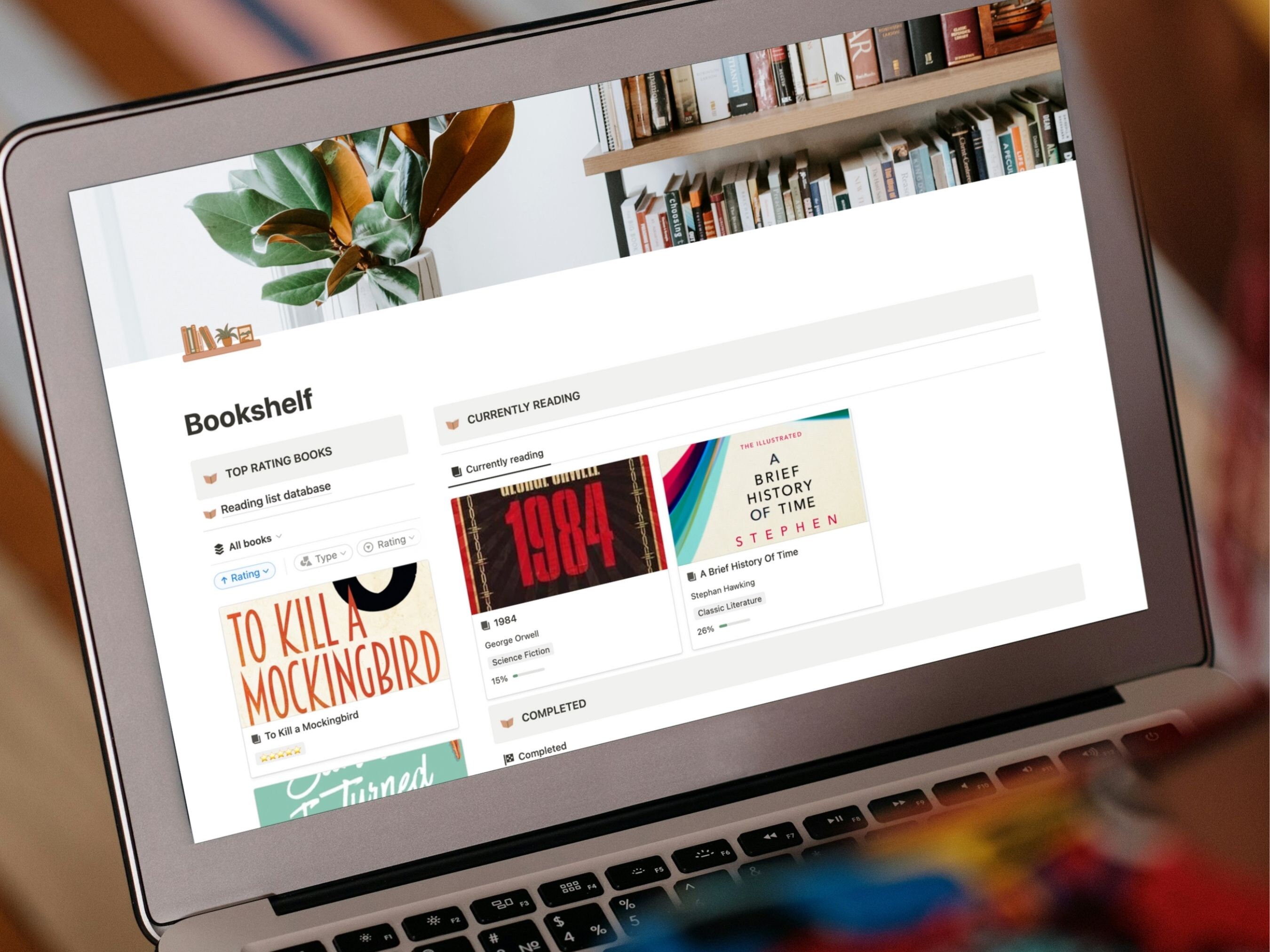 Notion Book Shelf Template, Reading Planner Notion Template, Aesthetic ...