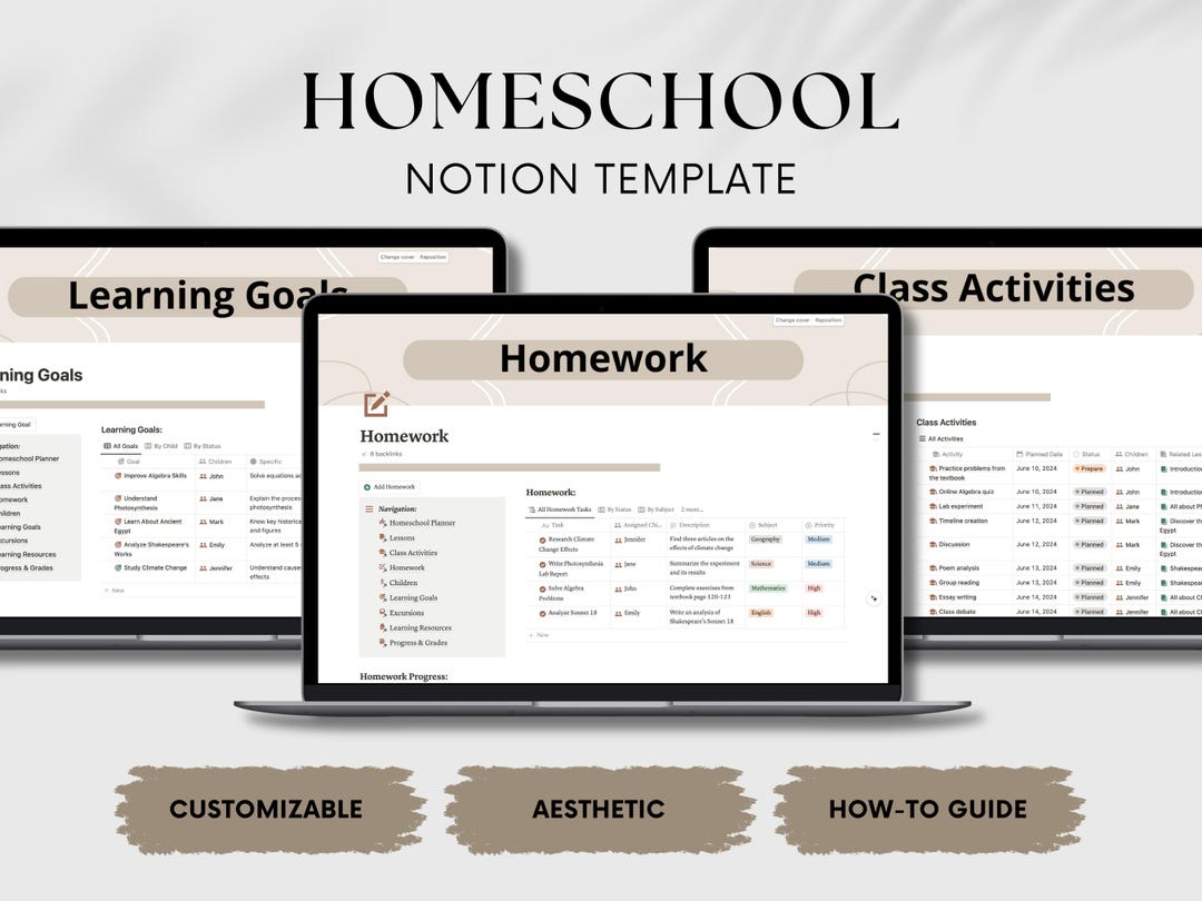 Notion Homeschool Planner Template, Minimalist Digital Teacher Planner ...