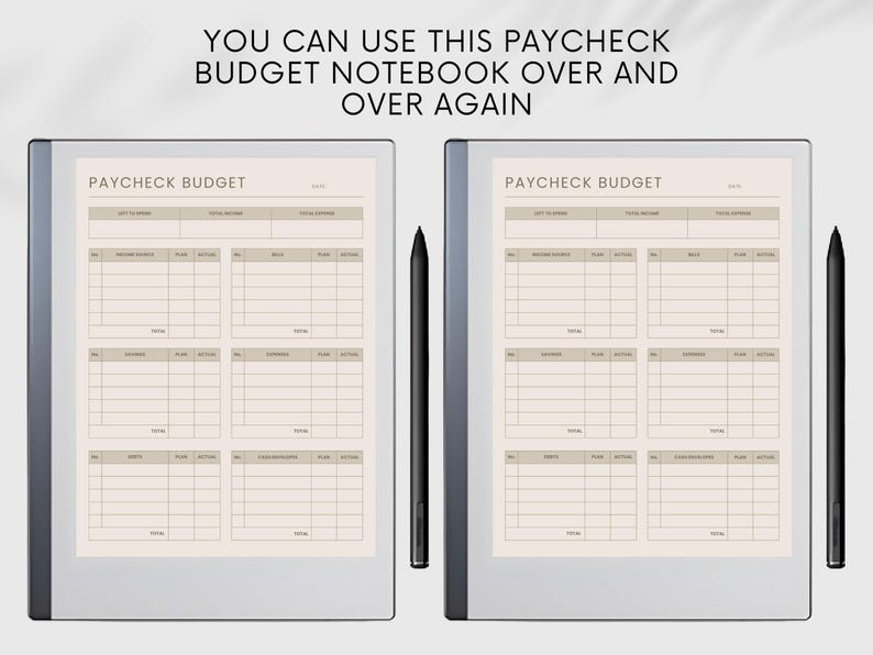 Paycheck Budget Templates for Remarkable 2 | Beige Minimalist ...