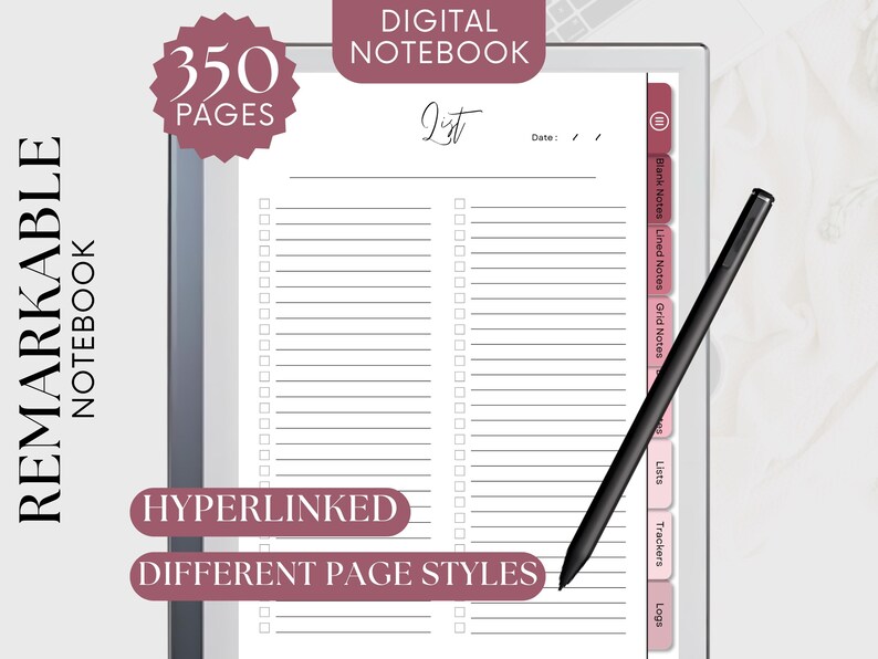 For Remarkable Paper Pro Planner Templates | Mauve Colored Pink ...