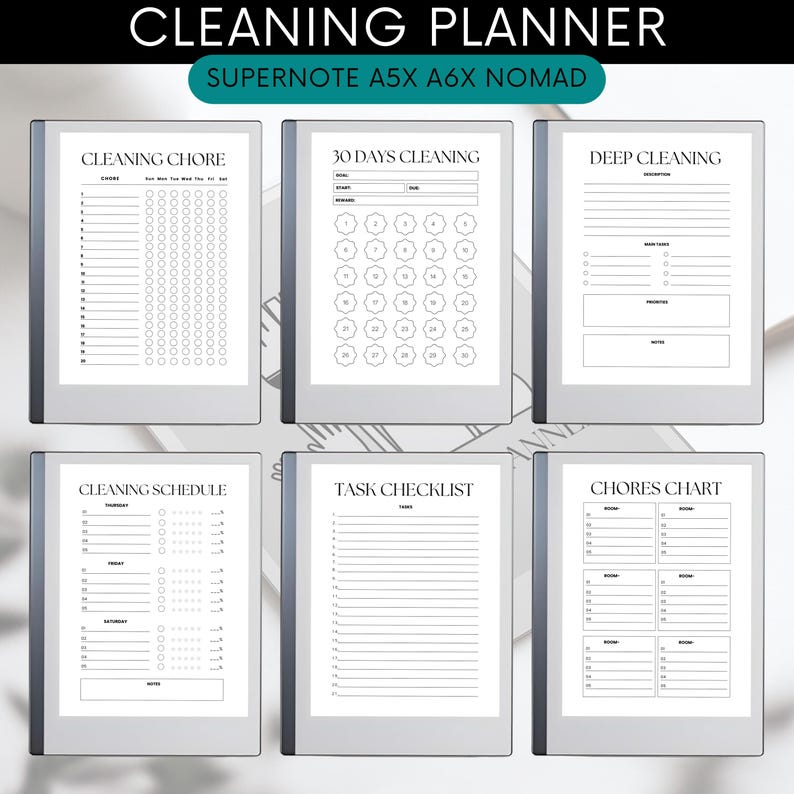 For Supernote A5x A6x Nomad | Minimalistic Supernote Cleaning Planner ...
