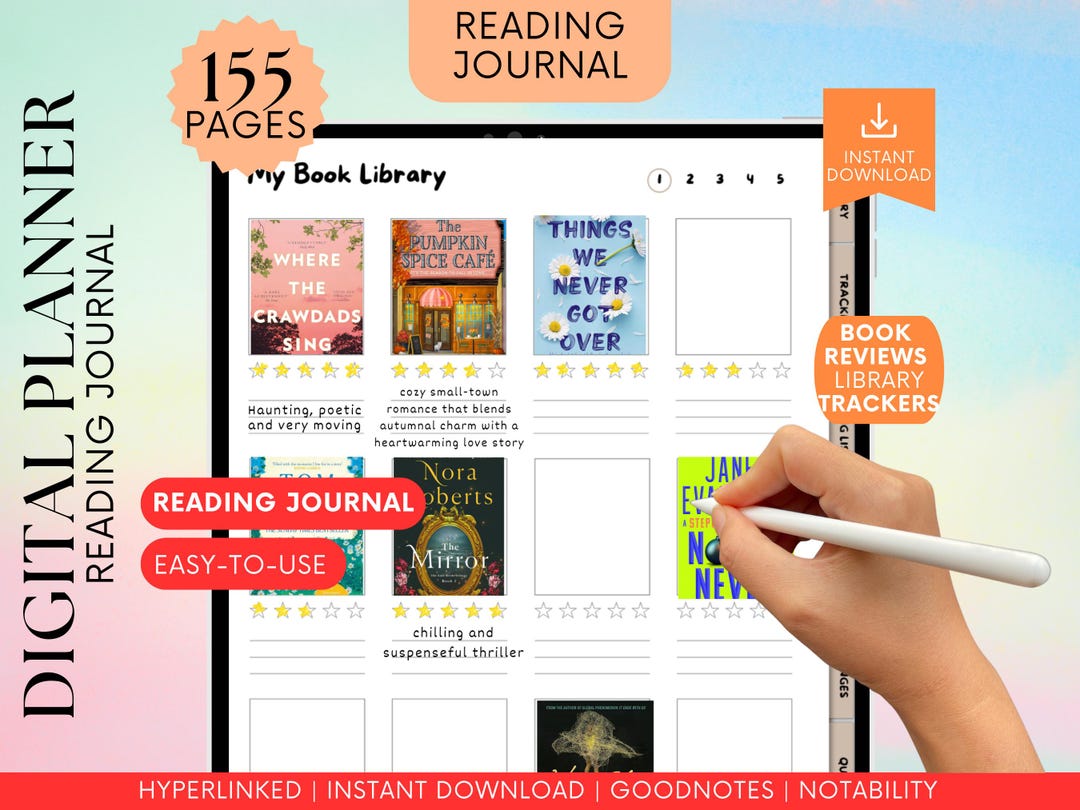 Digital Reading Journal Book Review & Reading Tracker for Goodnotes ...