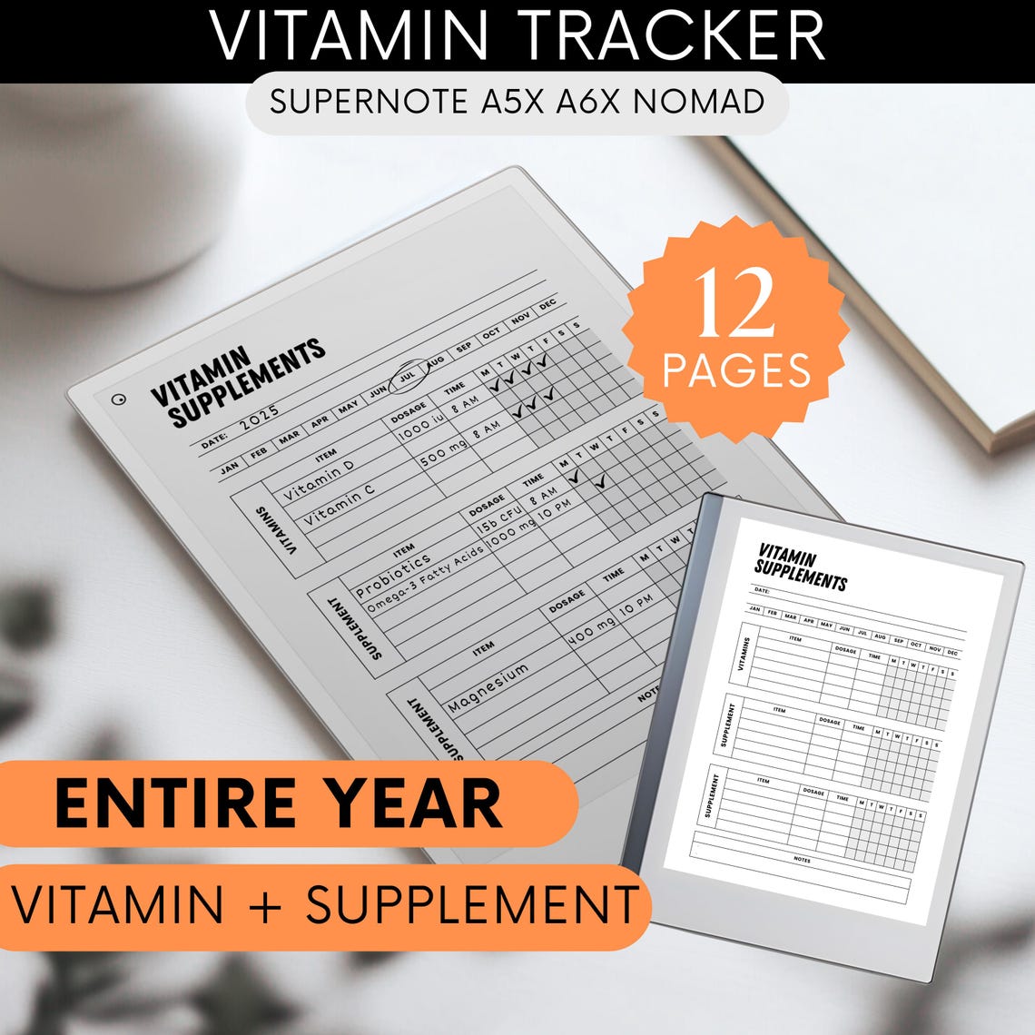 For Supernote A5x A6x Nomad | Minimalistic Vitamin Tracker, Supernote ...