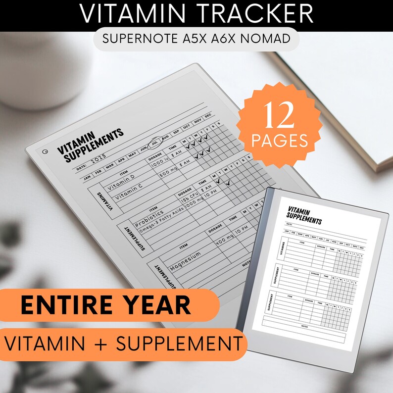 For Supernote A5x A6x Nomad | Minimalistic Vitamin Tracker, Supernote ...