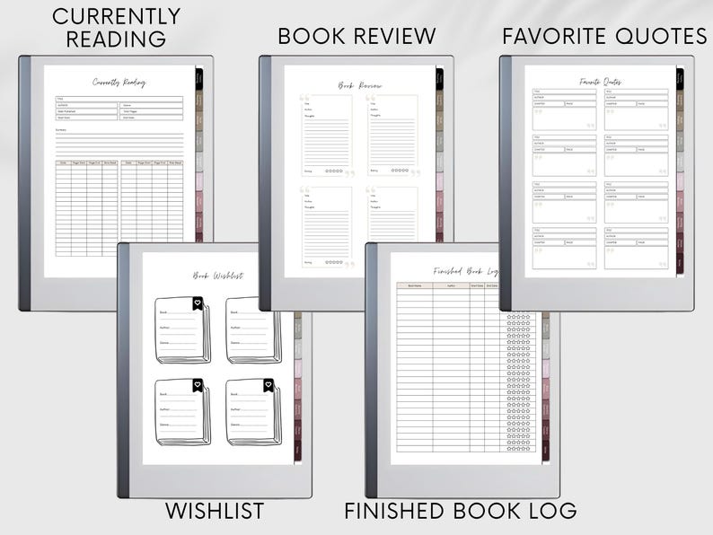 Reading Journal for Remarkable Paper Pro Templates | Minimalist ...