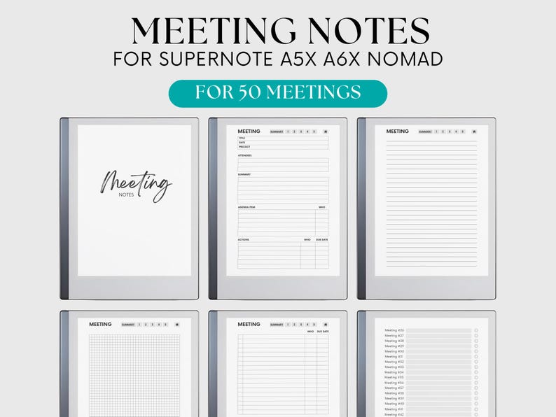 For Supernote Meeting Templates | Supernote A5x A6x Nomad Planner ...