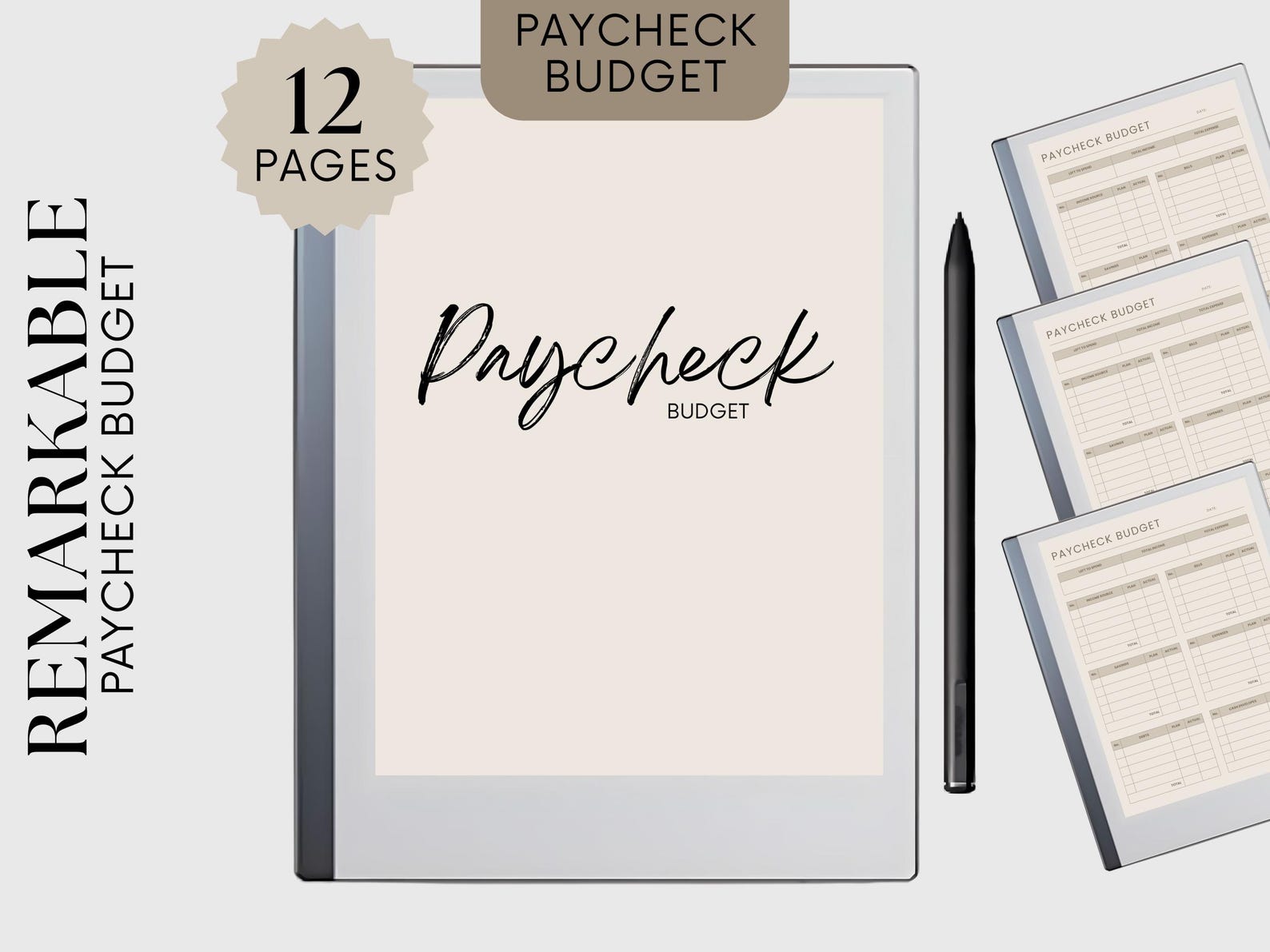 Paycheck Budget Templates for Remarkable 2 | Beige Minimalist ...