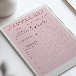 For Remarkable Paper Pro Cleaning Checklist Template, Pink Minimalist ...