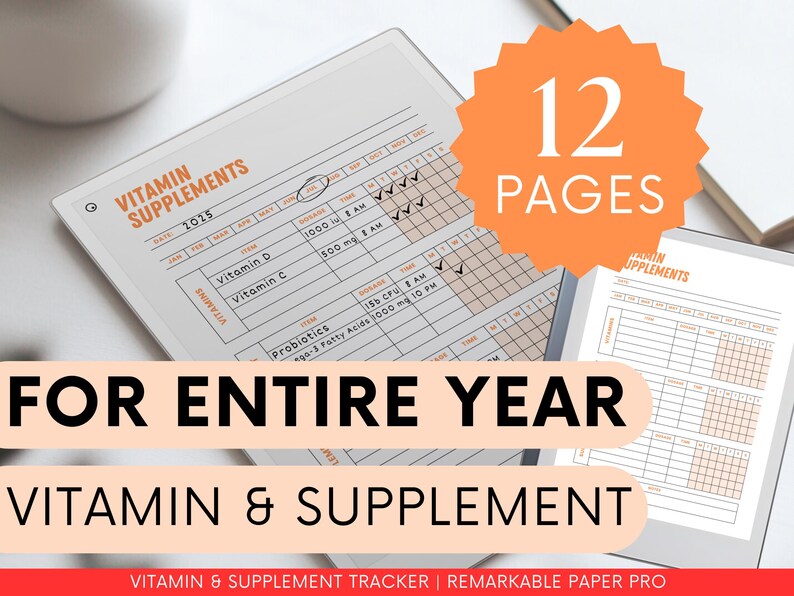 For Remarkable Paper Pro Vitamin Tracker & Supplement | Colored ...