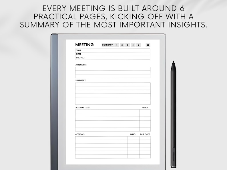 For Supernote Meeting Templates | Supernote A5x A6x Nomad Planner ...