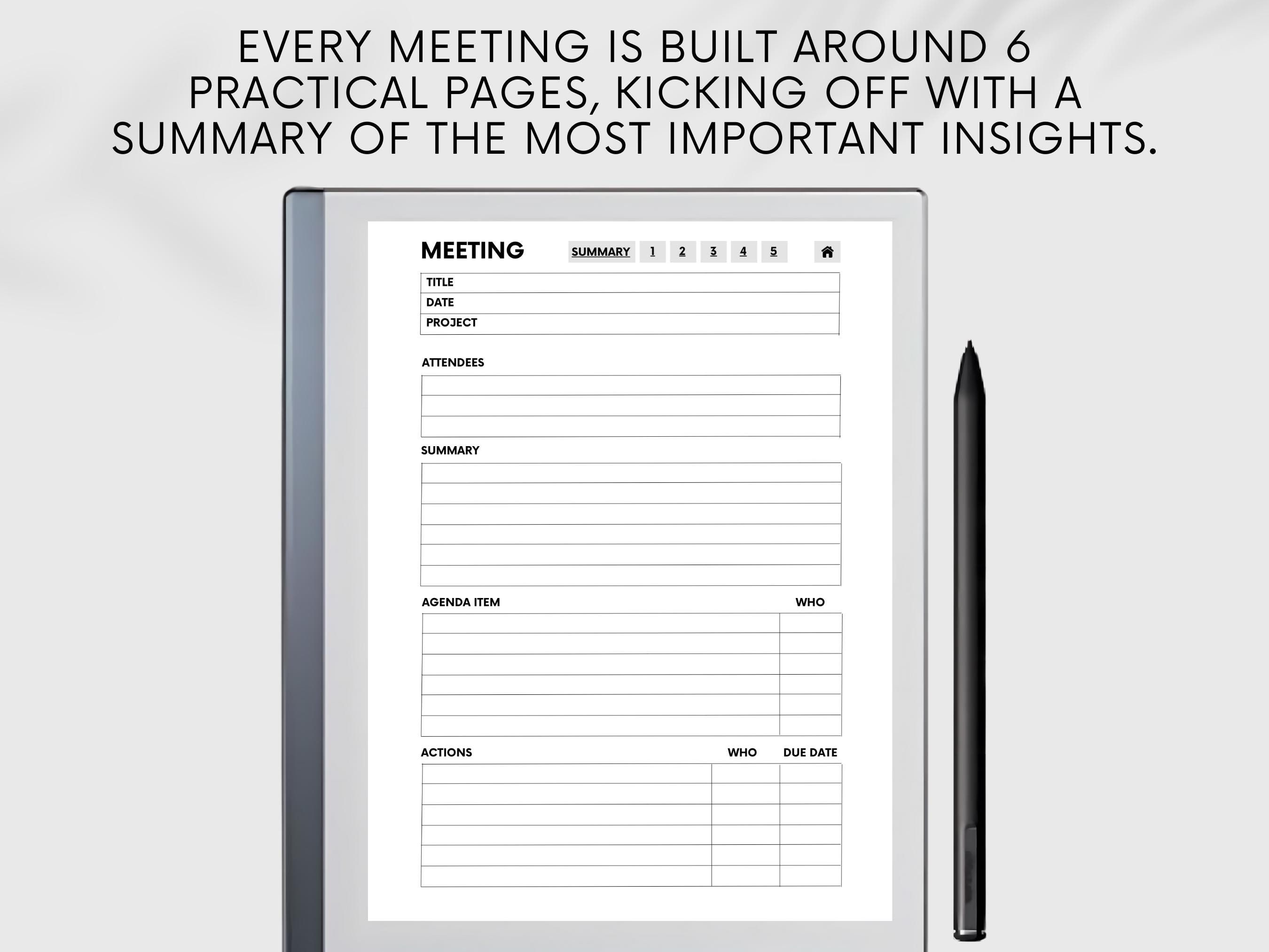 For Supernote Meeting Templates | Supernote A5x A6x Nomad Planner ...