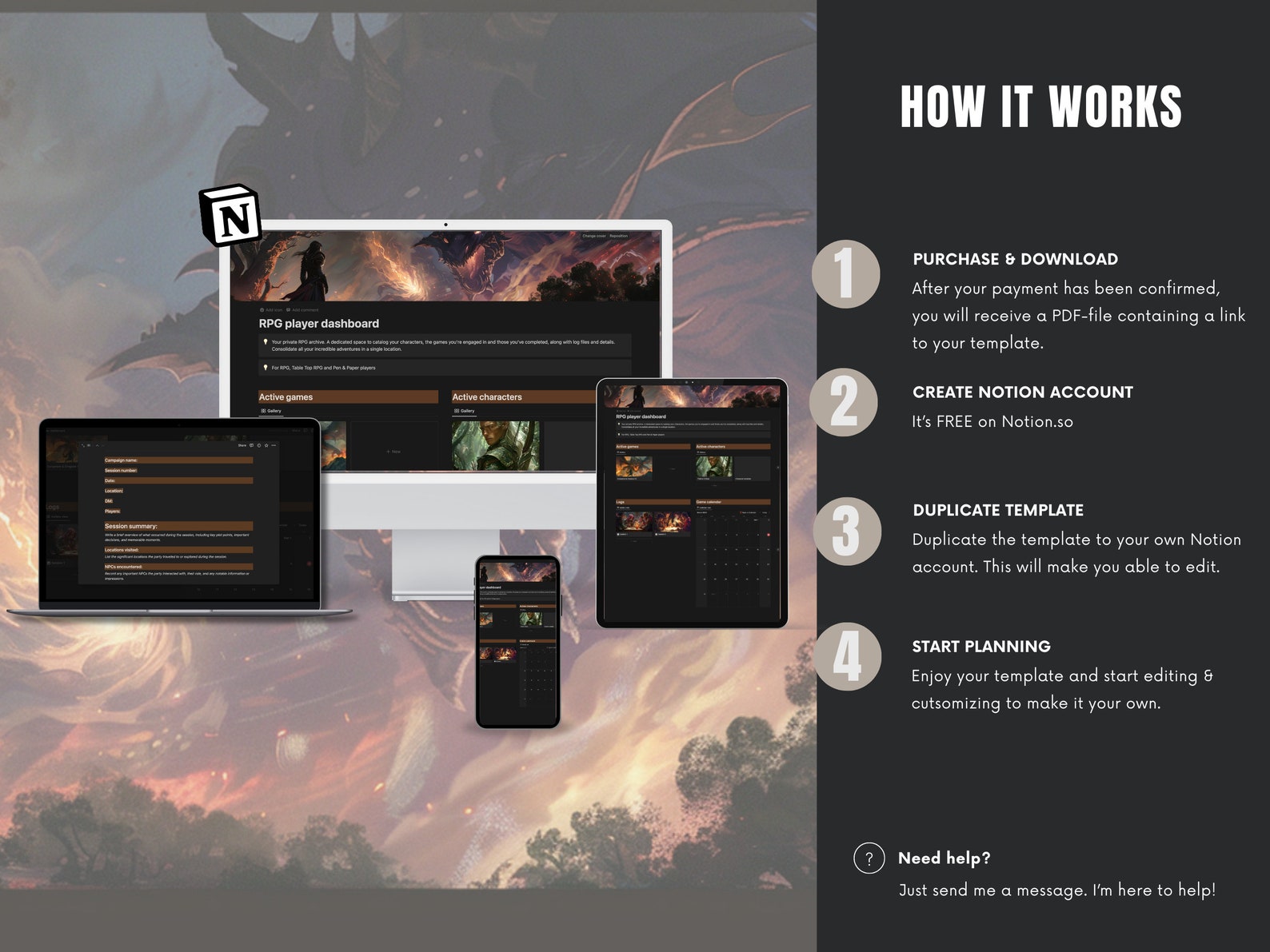 Dnd Character Sheet Digital Journal | 5e Notion Template, RPG Notion ...