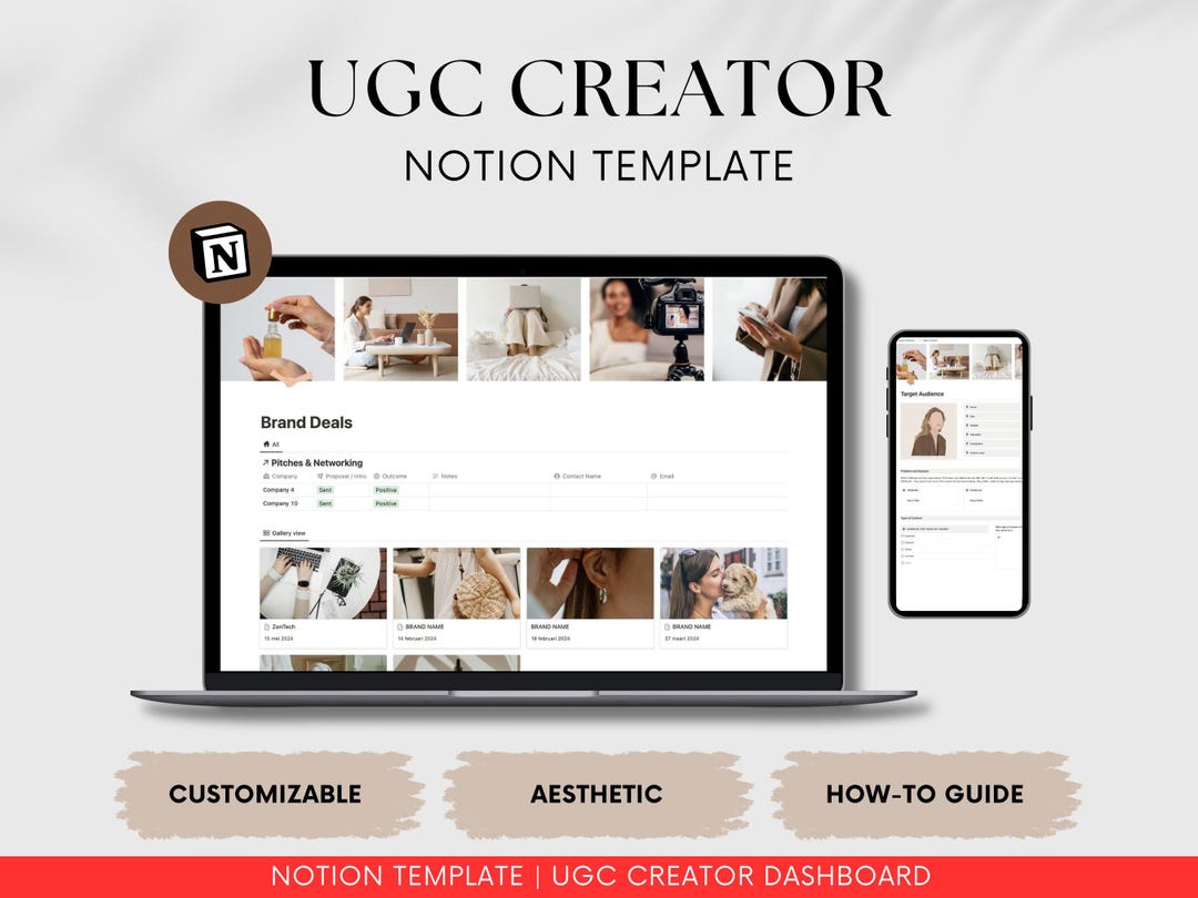Notion Template UGC Dashboard | Minimalistic Notion UGC Social Media ...