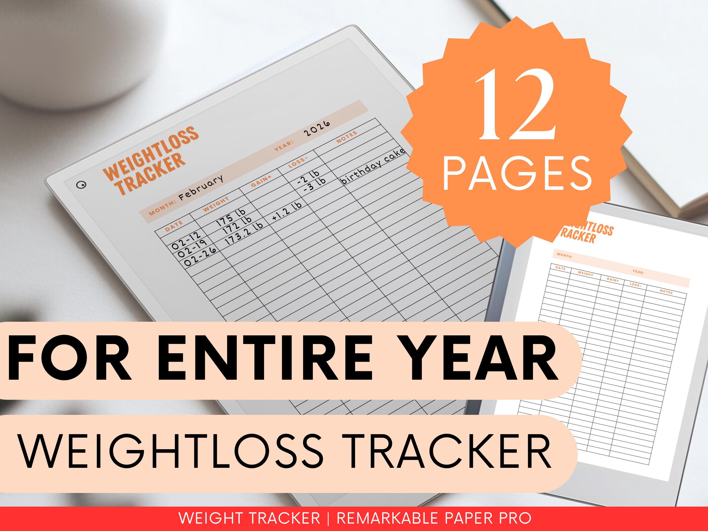 Weight Loss Tracker for Remarkable Paper Pro | Colored Remarkable ...