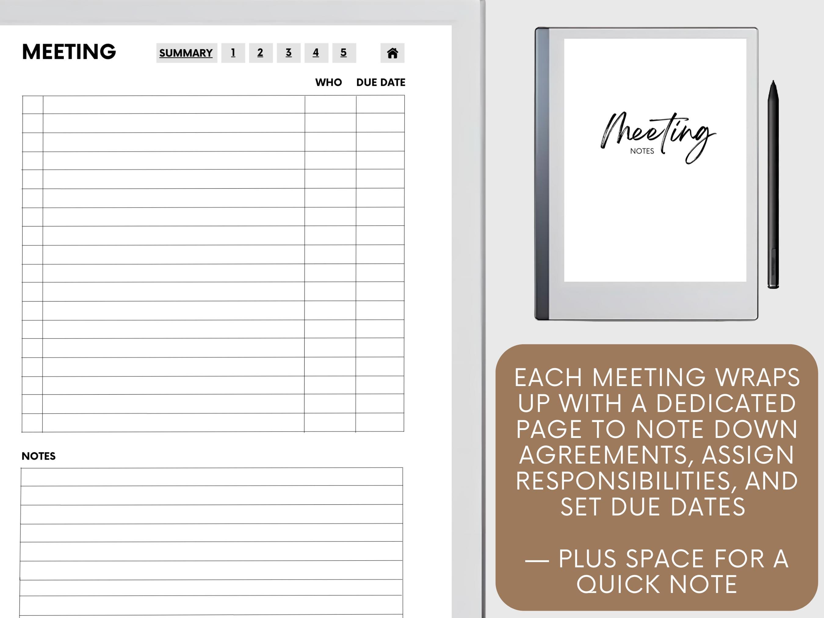 For Supernote Meeting Templates | Supernote A5x A6x Nomad Planner ...