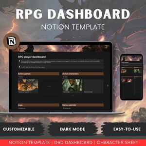 Dnd Character Sheet Digital Journal | 5e Notion Template, RPG Notion ...